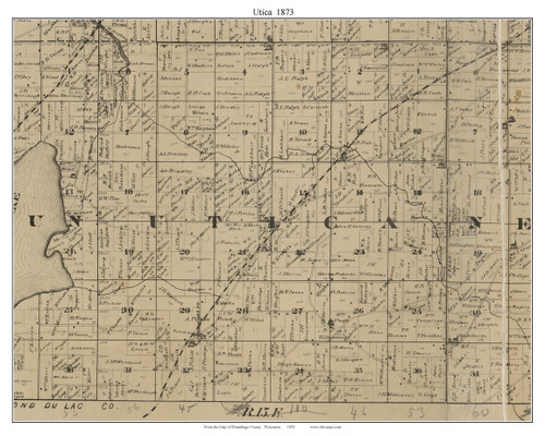 Utica, Wisconsin 1873 Old Town Map Custom Print - Winnebago Co - OLD MAPS