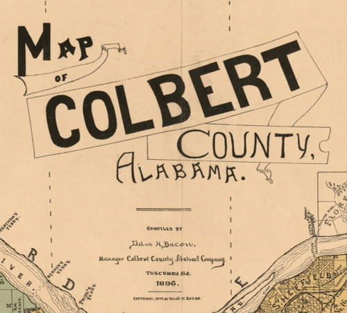 Title of Source Map - Colbert County, Alabama 1896 Old Town Map Custom ...