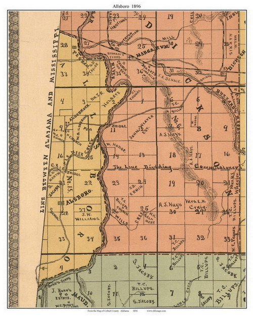Allsboro, Alabama 1896 Old Town Map Custom Print - Colbert Co - OLD MAPS