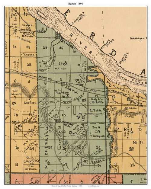 Barton, Alabama 1896 Old Town Map Custom Print - Colbert Co - OLD MAPS