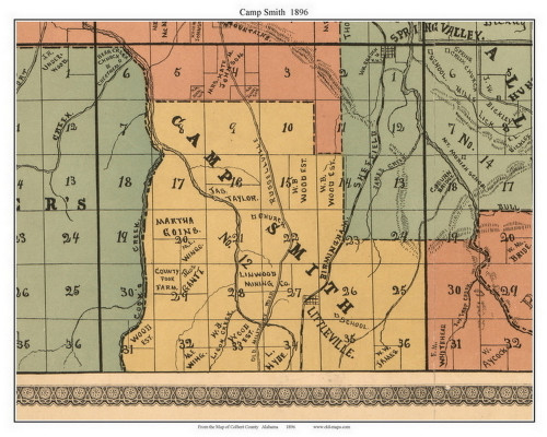 Camp Smith, Alabama 1896 Old Town Map Custom Print - Colbert Co - OLD MAPS