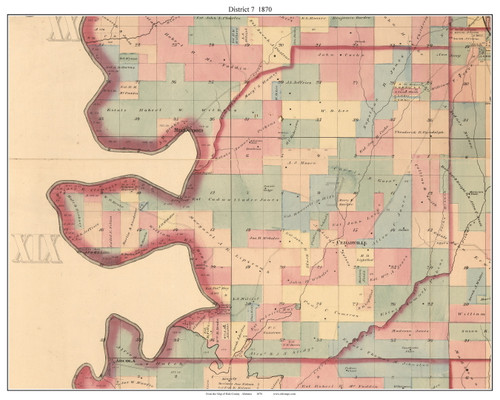 District 7, Alabama 1870 Old Town Map Custom Print - Hale Co. - OLD MAPS