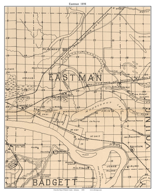 Eastman, Arkansas 1898 Old Town Map Custom Print - Pulaski Co. - OLD MAPS