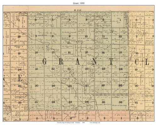 Grant, Nebraska 1900 Old Town Map Custom Print - Cuming Co - OLD MAPS