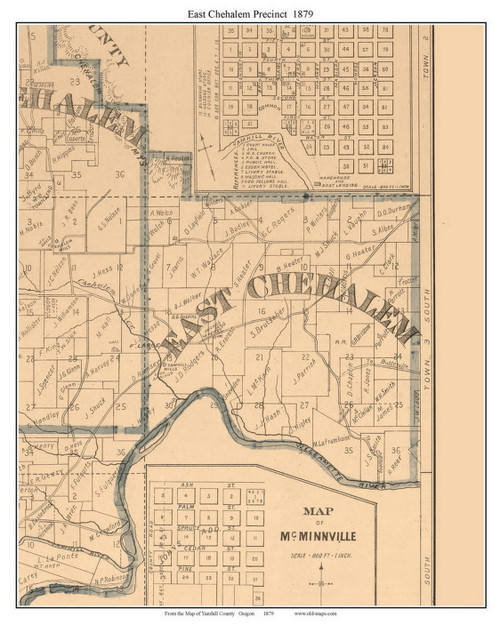 East Chehalem Precinct, Oregon 1879 Old Town Map Custom Print - Yamhill ...