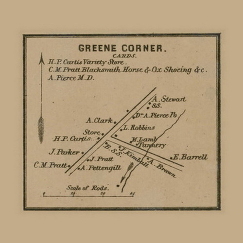 Greene Corner, Maine 1858 Old Town Map Custom Print - Androscoggin Co ...