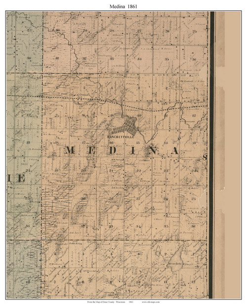 Medina, Wisconsin 1861 Old Town Map Custom Print - Dane Co - OLD MAPS