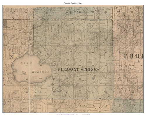 PleasantSsprings, Wisconsin 1861 Old Town Map Custom Print - Dane Co ...