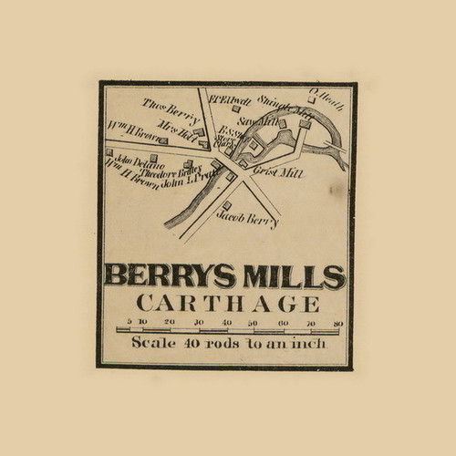 Barrys Mills, Carthage, Maine 1861 Old Town Map Custom Print - Franklin ...