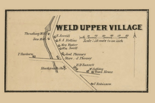 Weld Upper Village, Maine 1861 Old Town Map Custom Print - Franklin Co ...