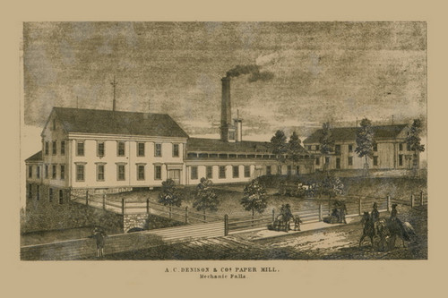 Denison Paper Mill, Maine 1858 Old Town Map Custom Print - Androscoggin ...