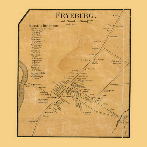 Fryeburg Village, Maine 1858 Old Town Map Custom Print - Oxford Co ...