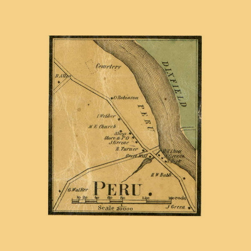 Peru Village, Maine 1858 Old Town Map Custom Print - Oxford Co. - OLD MAPS