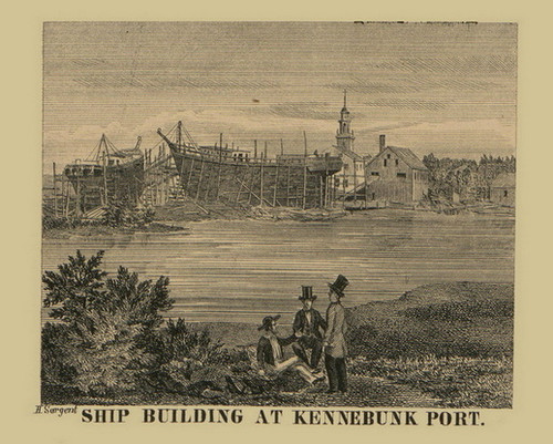 Ship Building, Kennebunk Port, Maine 1856 Old Town Map Custom Print ...