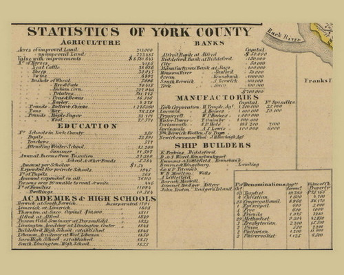 Limington Maine 1856 Old Town Map Custom Print York Co Old Maps