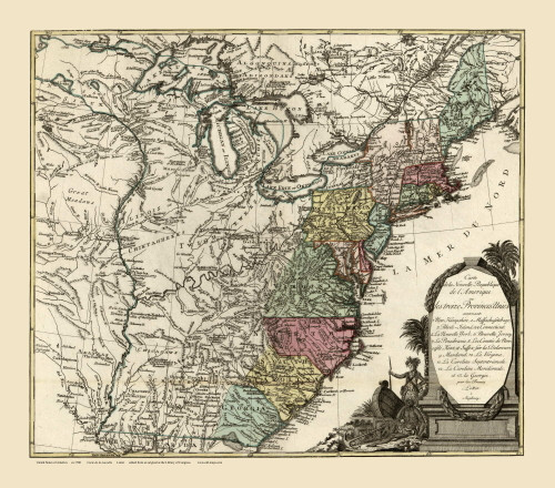 Map of the New Republic of America 1780 Map - Colonial USA Reprint ...