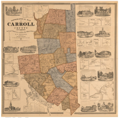 Carroll County New Hampshire - Colored Towns - 1861 - County Wall Map ...