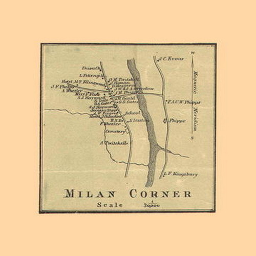 Milan Corner, New Hampshire 1861 Old Town Map Custom Print - Coos Co ...