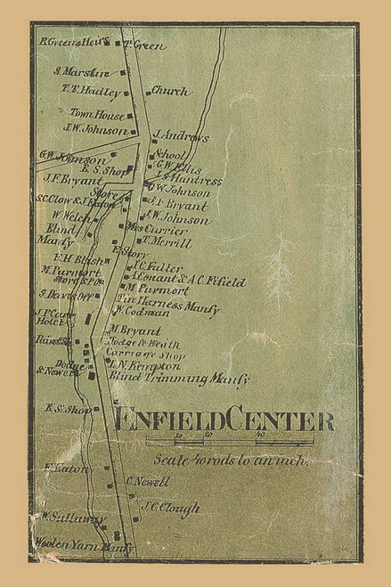 Enfield Center, New Hampshire 1860 Old Town Map Custom Print - Grafton ...