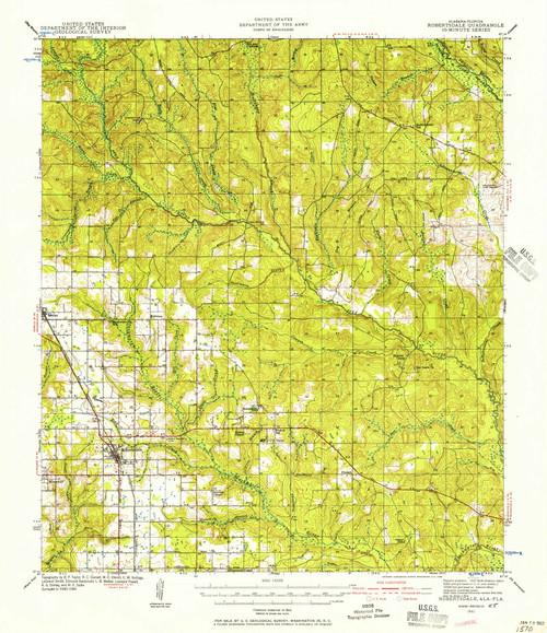 Robertsdale, Alabama 1941 (1956) USGS Old Topo Map Reprint 15x15 FL ...