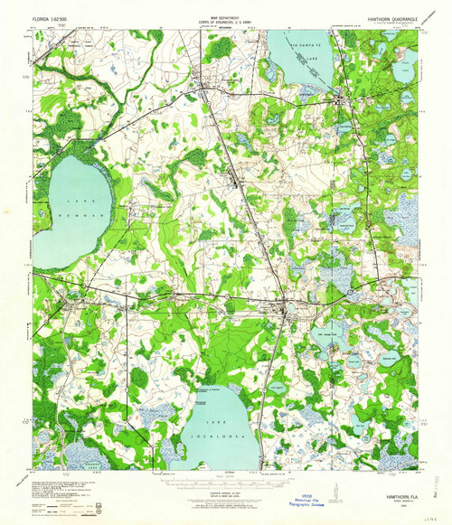 Hawthorn, Florida 1943 (1963) USGS Old Topo Map Reprint 15x15 FL Quad ...