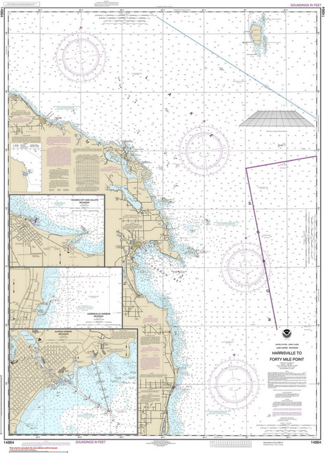 Harrisville to Forty Mile Point 2023 Lake Huron Harbor Chart Reprint ...