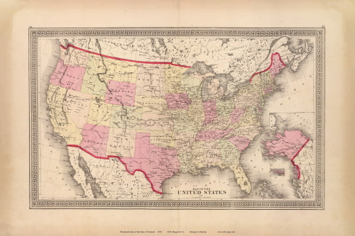 Map of the United States 1876- from the Burgett & Co Vermont State ...