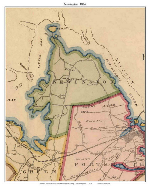Newington, New Hampshire 1876 Old Town Map Custom Print - Rockingham Co ...