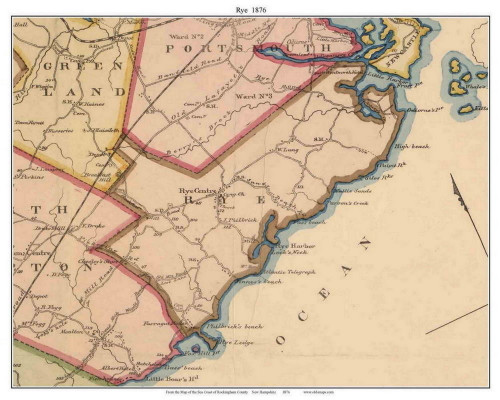 Rye, New Hampshire 1876 Old Town Map Custom Print - Rockingham Co ...