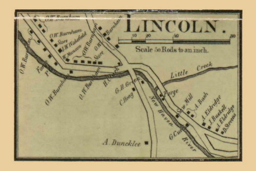 Lincoln Village, Vermont 1857 Old Town Map Custom Print - Addison Co ...