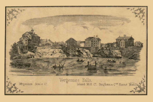 View of Vergennes Falls, Vermont 1857 Old Town Map Custom Print ...