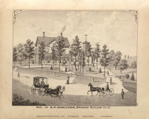 Residence of S. T. Moulton, Brandon 1876- from the Burgett & Co Vermont ...