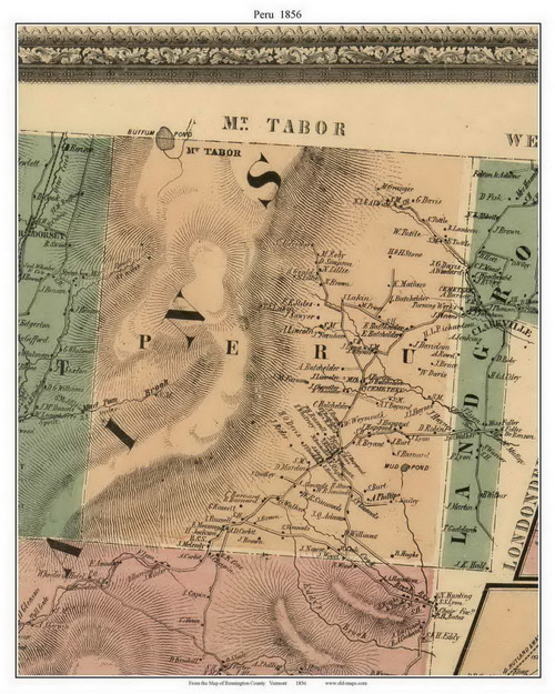Peru, Vermont 1856 Old Town Map Custom Print - Bennington Co. - OLD MAPS