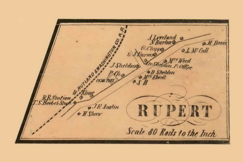 Rupert Village, Vermont 1856 Old Town Map Custom Print - Bennington Co ...