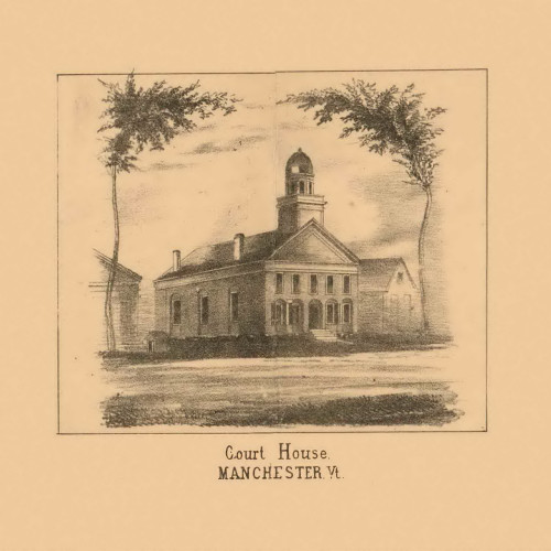 Court House, Manchester, Vermont 1856 Old Town Map Custom Print ...