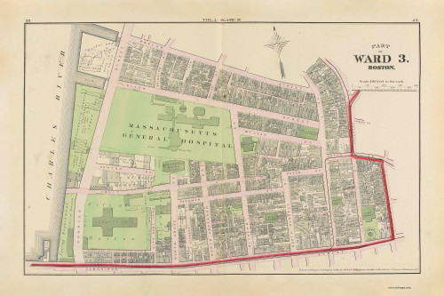 Part of Boston - Ward 3 Plate D, Massachusetts 1874 Old Town Map ...