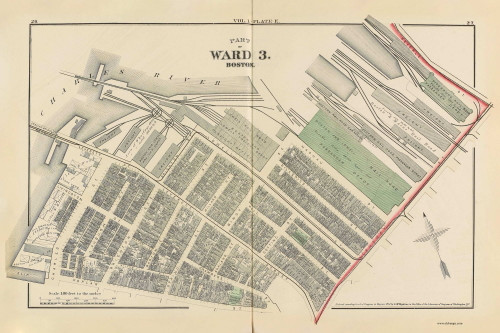 Part of Boston - Ward 3 Plate E, Massachusetts 1874 Old Town Map ...