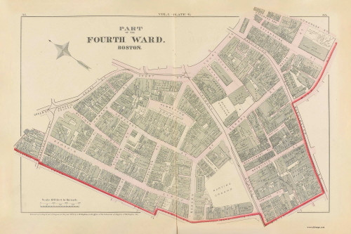 Part of Boston - Ward 4 Plate G, Massachusetts 1874 Old Town Map ...
