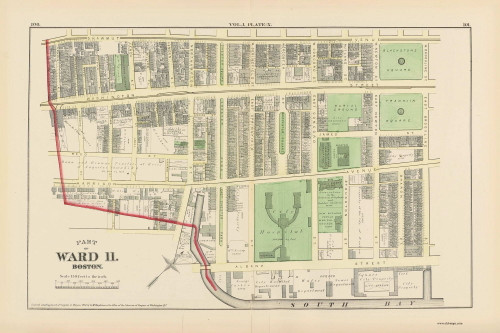Part of Boston - Ward 11 Plate X, Massachusetts 1874 Old Town Map ...