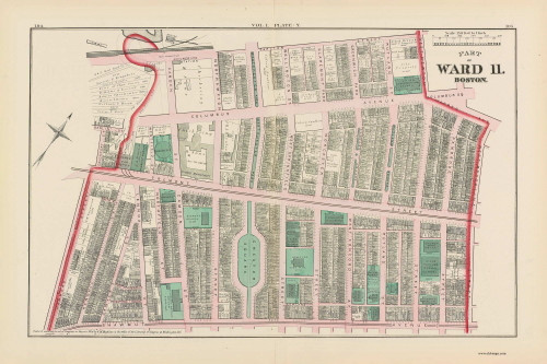 Part of Boston - Ward 11 Plate Y, Massachusetts 1874 Old Town Map ...
