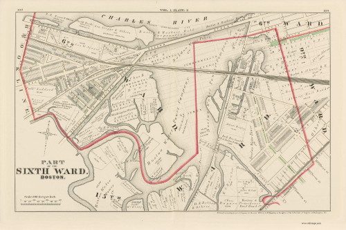 Part of Boston - Ward 6 Plate Z, Massachusetts 1874 Old Town Map ...