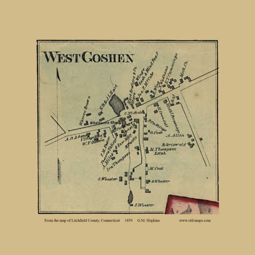 West Goshen - Goshen Connecticut 1859 Old Town Map Custom Print ...