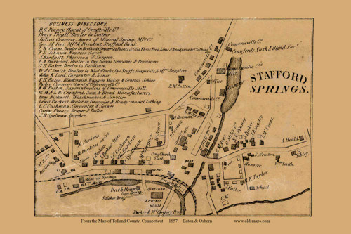 Stafford Springs - Stafford Connecticut 1857 - Old Town Map Custom ...