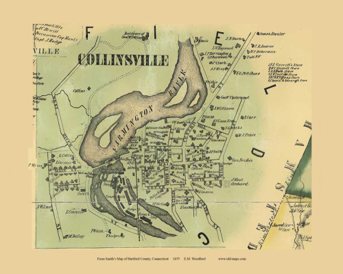 Collinsville - Canton Connecticut 1855 Old Town Map Custom Print ...