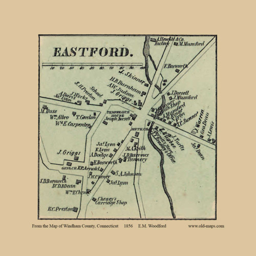 Eastford Village - Eastford Connecticut 1856 Old Town Map Custom Print ...