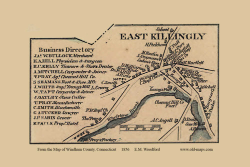 East Killingly - Killingly Connecticut 1856 Old Town Map Custom Print ...