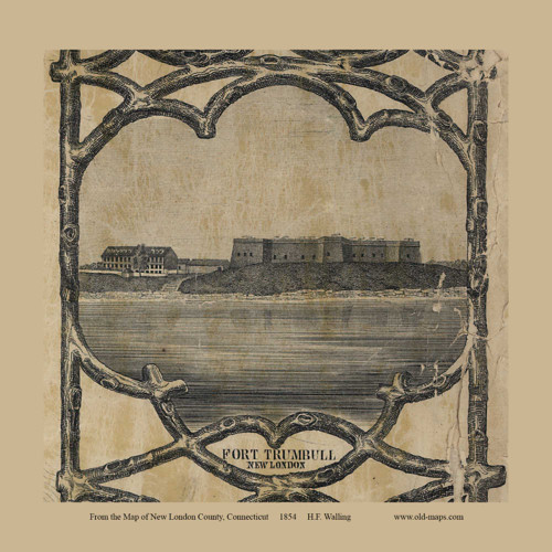 Fort Trumbull - New London Connecticut 1854 Old Town Map Custom Print ...