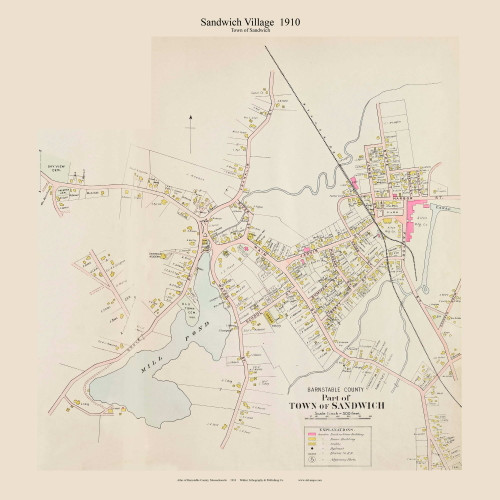 Sandwich Village, Massachusetts 1910 Old Town Map Custom Print ...