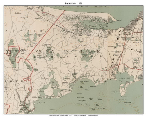 Barnstable, 1891 - Old Town Map Reprint - Barnstable Co. - 1891 Atlas ...