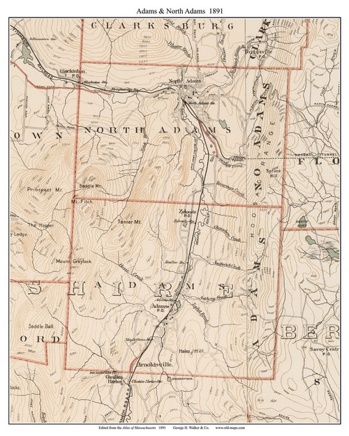 Adams & North Adams, 1891 - Old Town Map Reprint - Berkshire Co. - 1891 ...